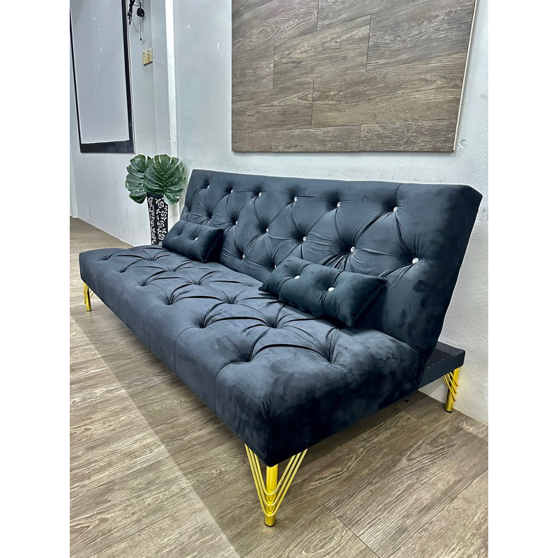 VC MODERN GOLD LEG SOFABED+2 PILLOW 168CM/140CM/115CM DURABLE FOLDABLE ...