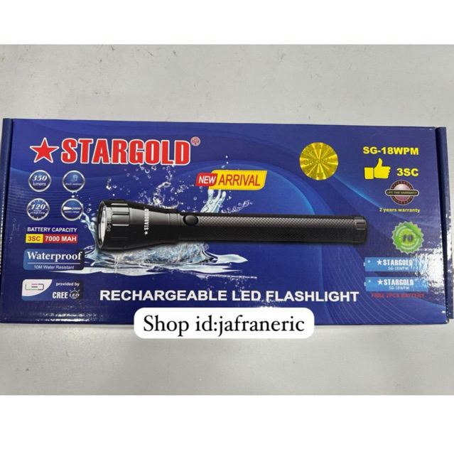 STARGOLD SG-18WPM 3SC RECHARGEABLE LED FLASHLIGHT. | Shopee Malaysia