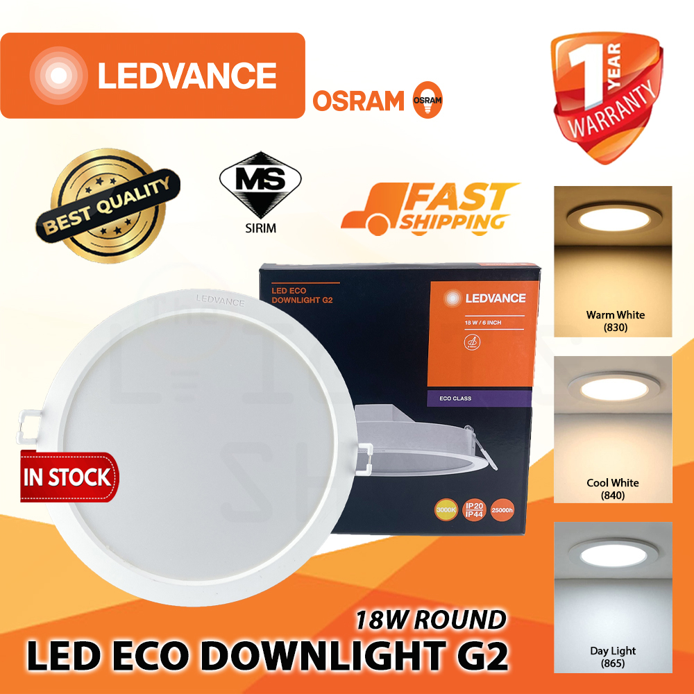 LEDVANCE LED ECO DOWNLIGHT R60 G2 18W(6") 6500K/4000K/3000K SIRIM ...
