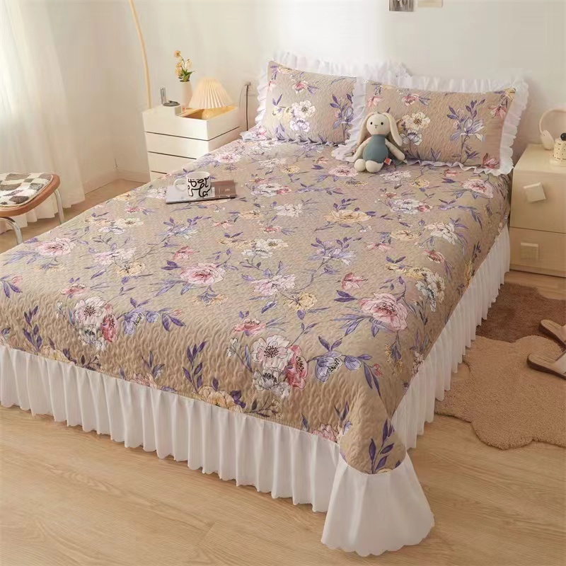 3in1 Cadar Ropol SET Quilted Ruffles Patchwork/ Size:220x240cm/ Skirt ...