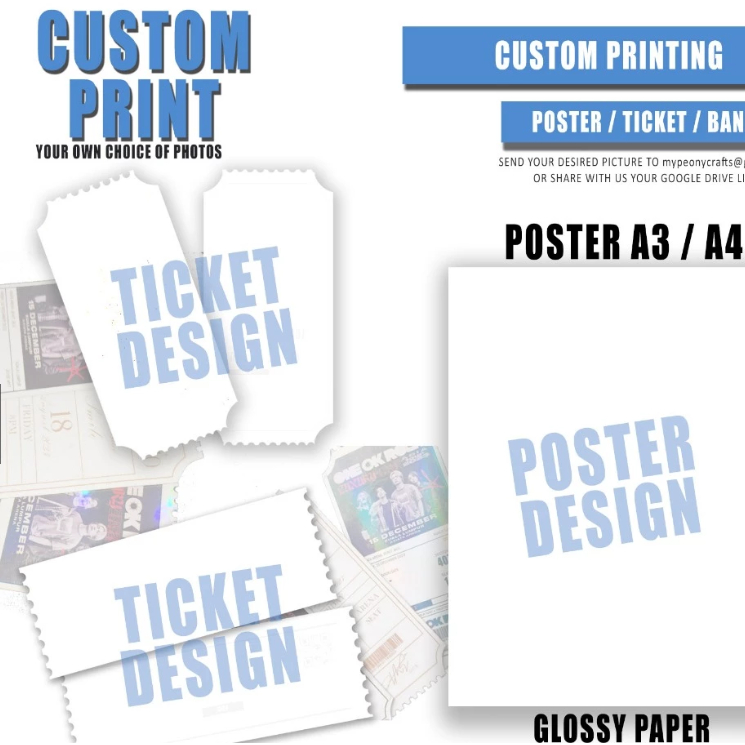(BULK)(TICKET) CUSTOM PRINT concert ticket glossy holo glitter custom ...
