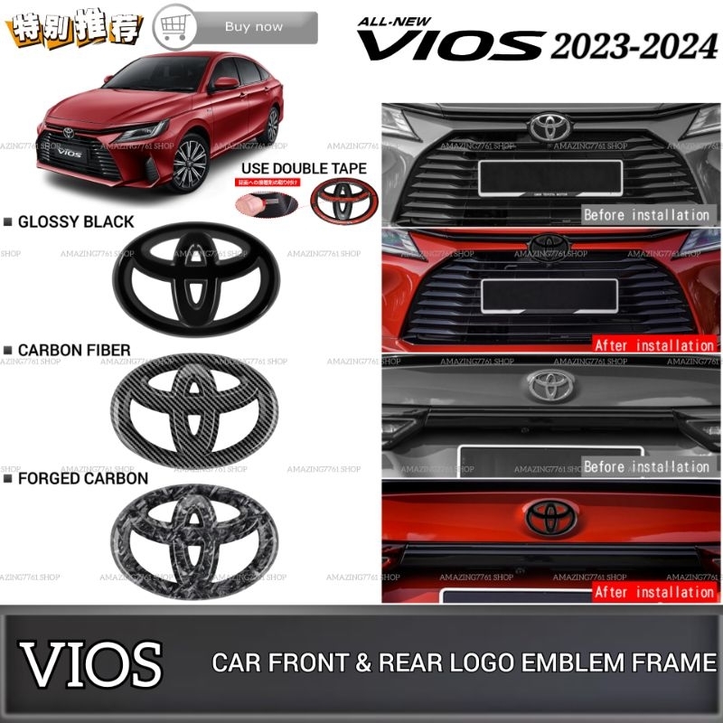 AMAZING TOYOTA NEW VIOS 2023-2024 PNP CAR LOGO EMBLEM FRAME COVER ...