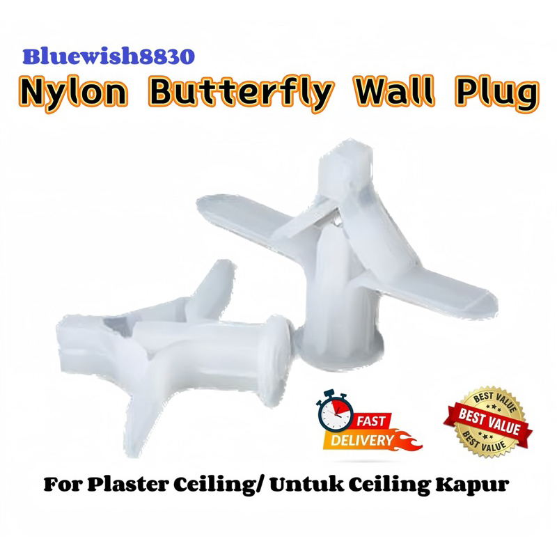 Bluewish8830 [10 Pcs] High Quality Nylon Butterfly Wall Plug for Hollow ...