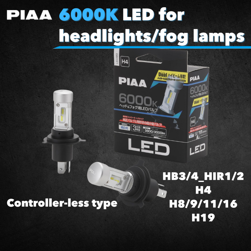 PIAA LED 6000K 12V 18/18W Hi3800/Lo3000lm H4 3 years warranty Car inspection compatible 2pcs ...