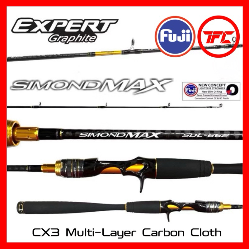 Expert Graphite Simond Max CX3 Concept Baitcast & Spinning Fishing Rod ...