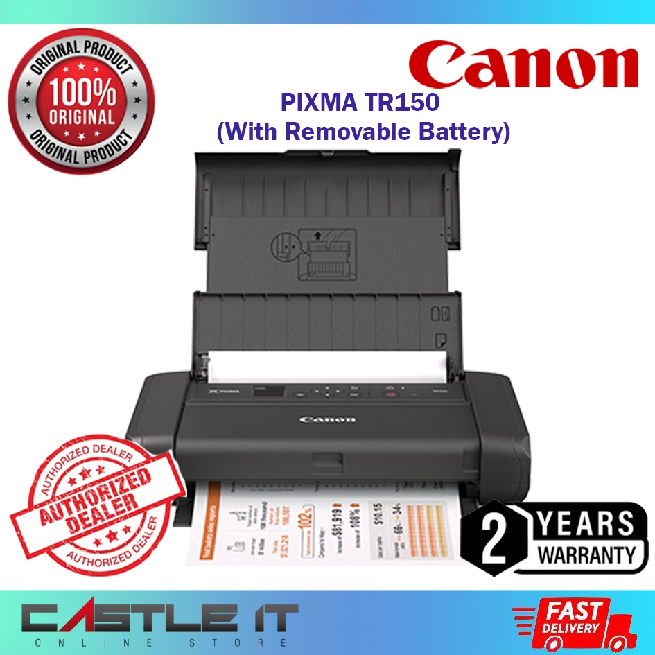 Canon PIXMA TR150 With Removable Battery Wireless Mobile Printer and USB Type-C Charging Printer ...
