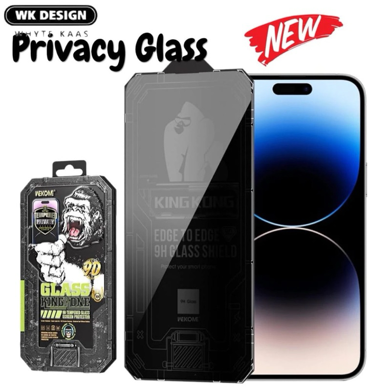 WK King Kong 9D Curved Privacy Tempered Glass Film Screen Protector for ...