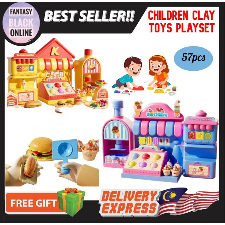 [Ready Stock] 59pcs Kids Clay Toy Dough Set Ice cream Playdoh Play Doh ...