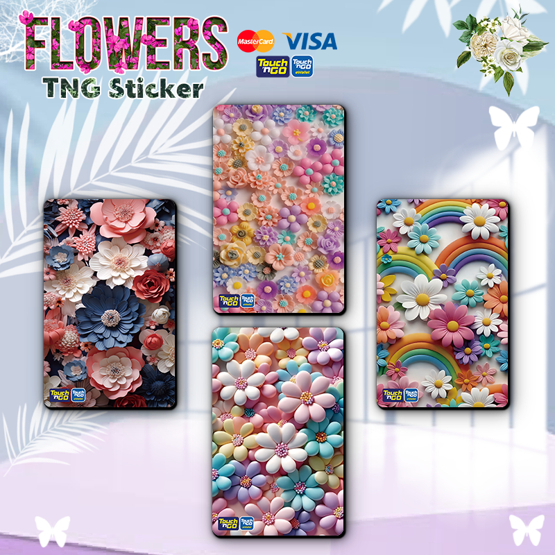 Flower TNG Pelekat - Tng Touch N Go/Bank kad pelekat pelindung (Beli 4 ...