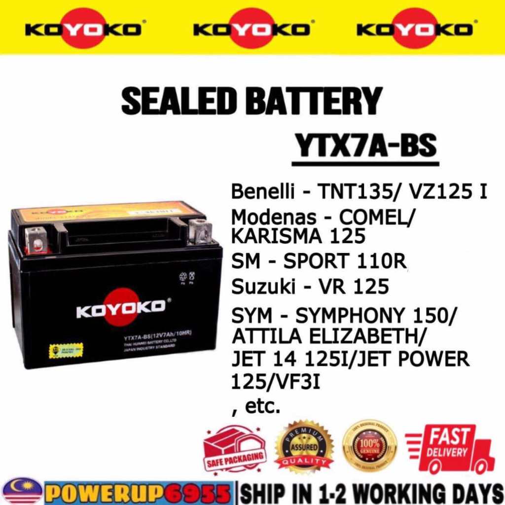YTX7A-BS YTX7A BTX7A KOYOKO SEALED BATTERY BATERI SEAL TNT135 VZ125 ...