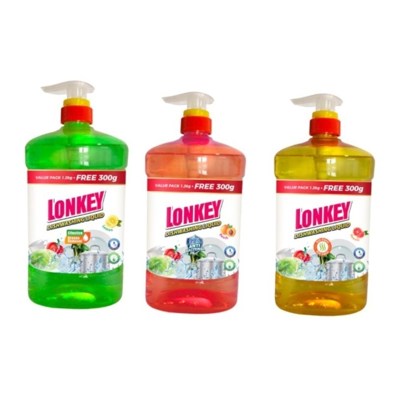 LONKEY Dish Wash Liquid Lemon | Peach | Red Pamelo 1.2kg + 300g ...