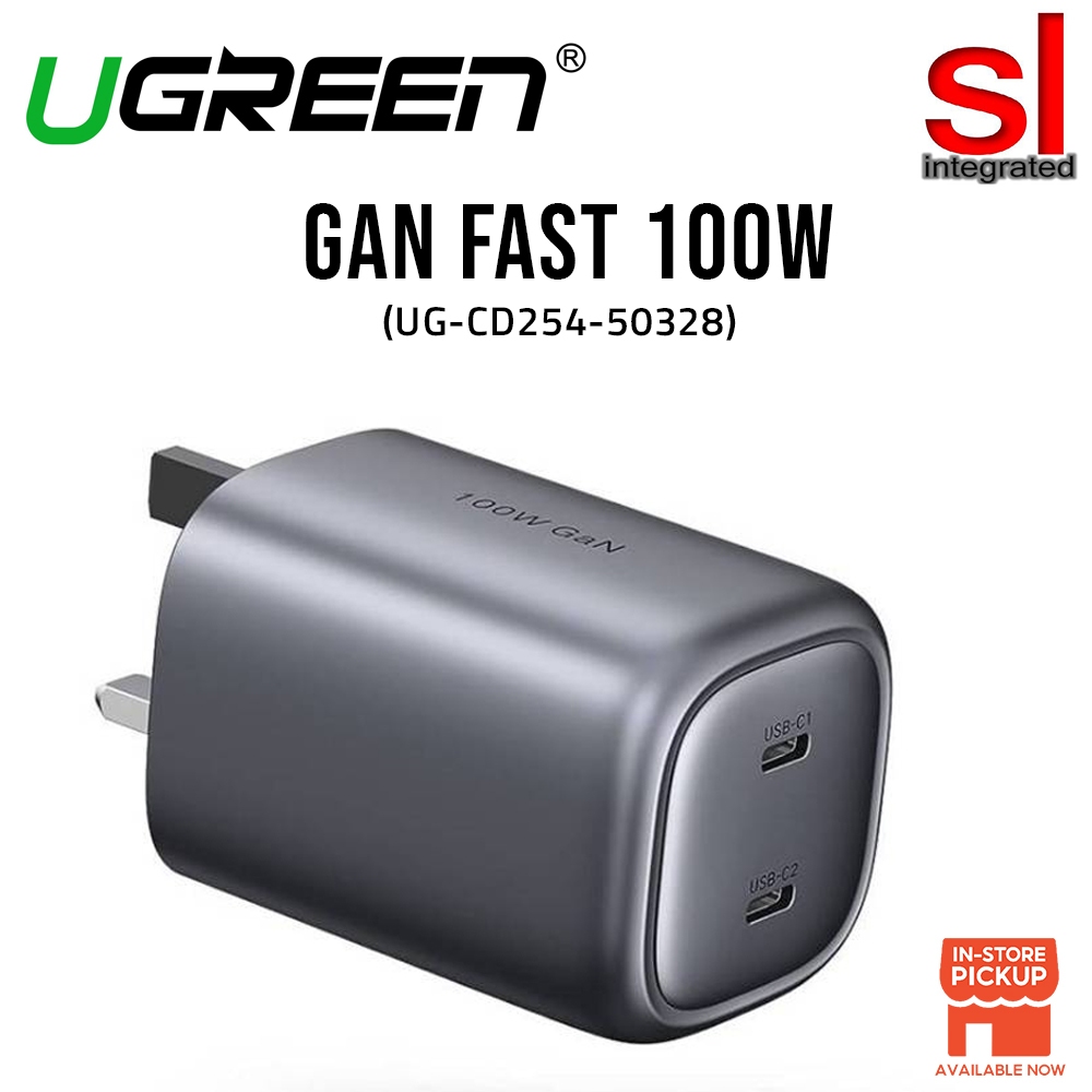 UGREEN NEXODE 100W USB-C WALL CHARGER 2 PORTS POWER ADAPTER FAST CHARGE ...