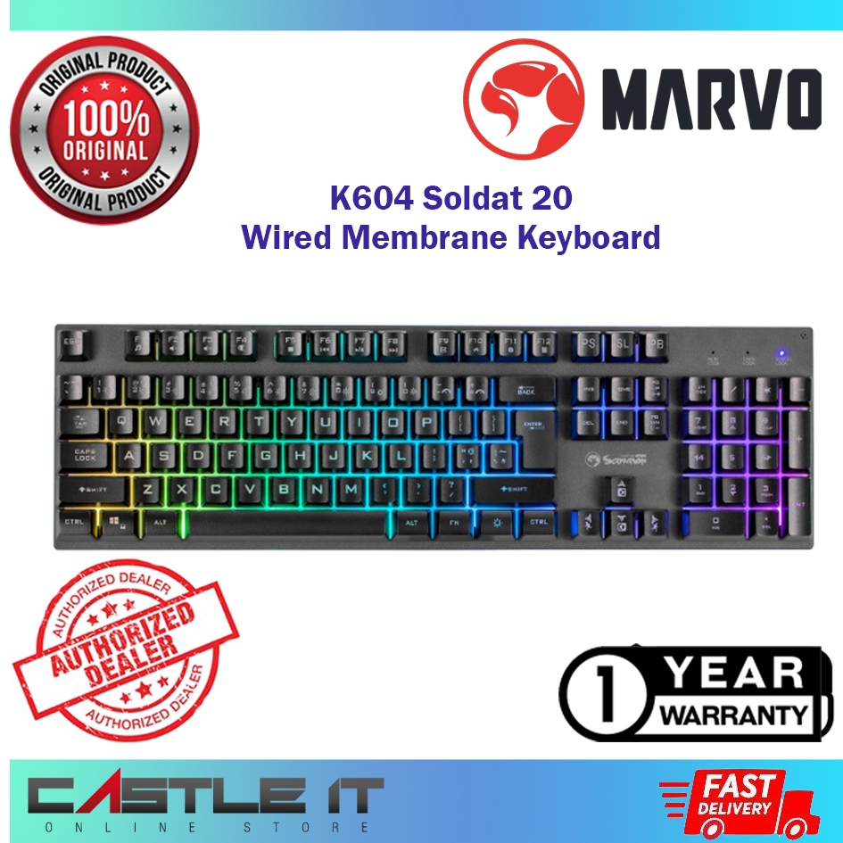 Marvo K604 Soldat 20 Wired RGB 104 Keys Gaming Membrane Keyboard | Shopee Malaysia