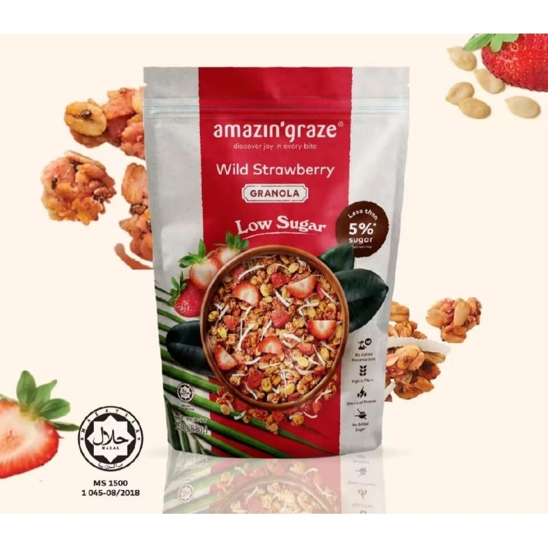 Amazin Graze Low Sugar Wild Strawberry Granola 250g | Shopee Malaysia