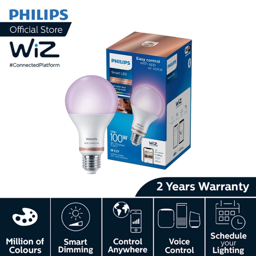 Philips Smart Lighting WFB 100W A67 E27 922-65 RGB/TW 1CT/6 (Powered By WiZ) | Shopee Malaysia