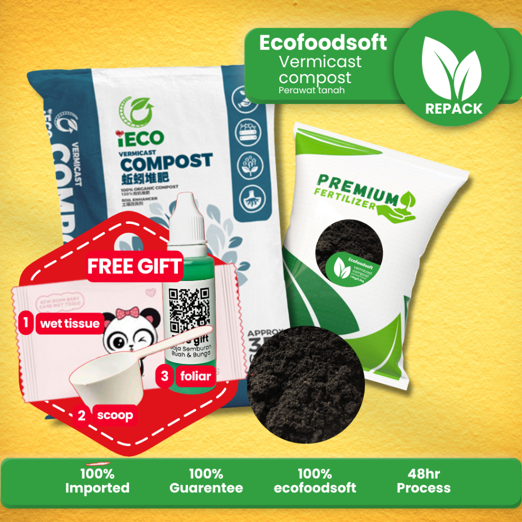 1.0/1.5KG iECO BAJA ORGANIK CACING VERMICAST/ PERAWAT TANAH 蚯蚓堆肥 100% ...