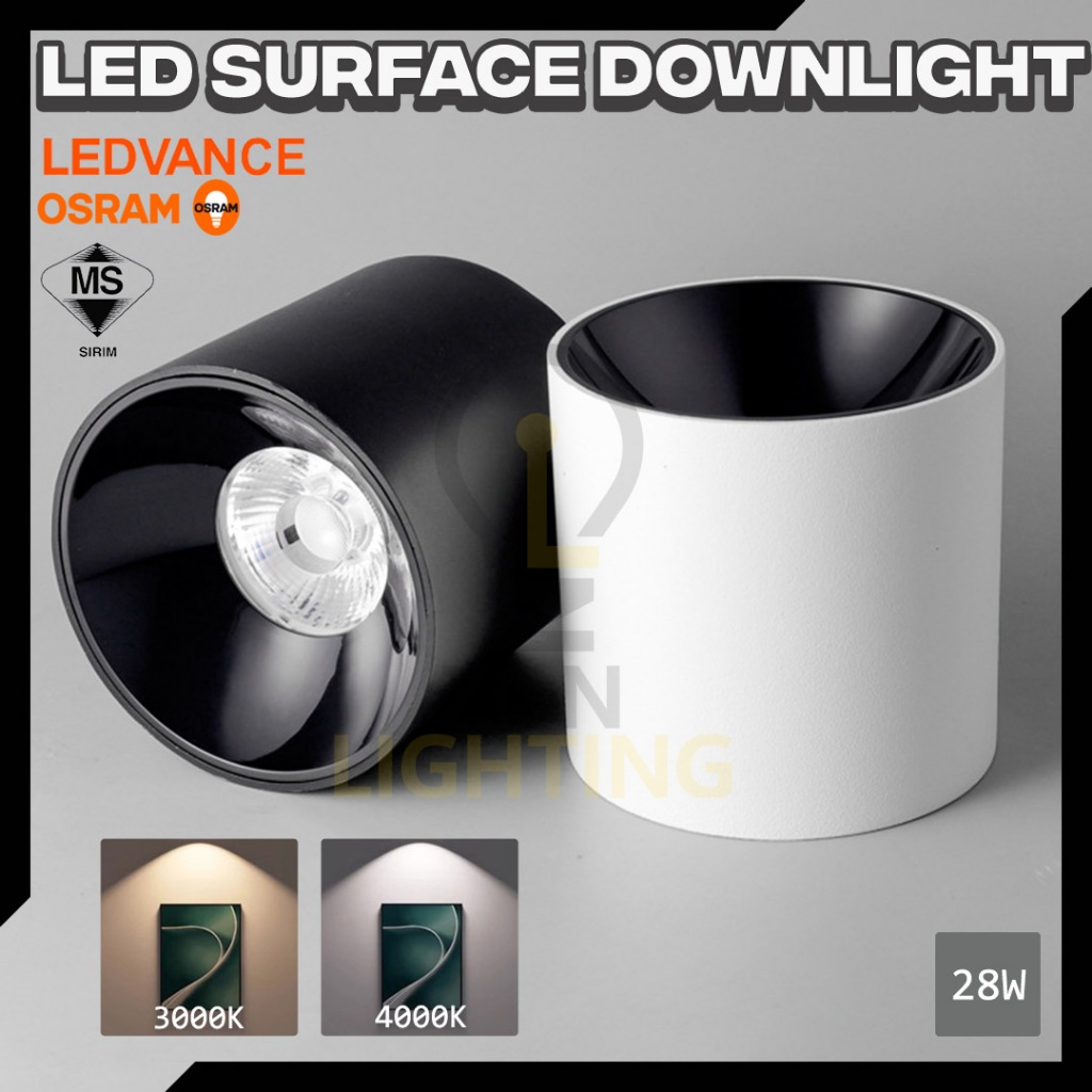 🔥New🔥 Osram LEDVANCE Modern Surface Spotlight COB LED 20W / 28W Black ...