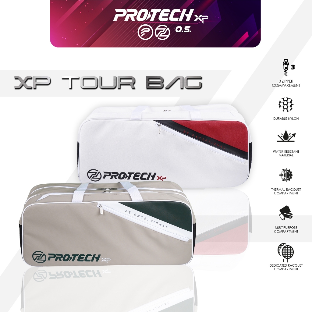PROTECH 3 Zips Racket Bag with Thermal Compartment - XP TOUR BAG | Shopee Malaysia