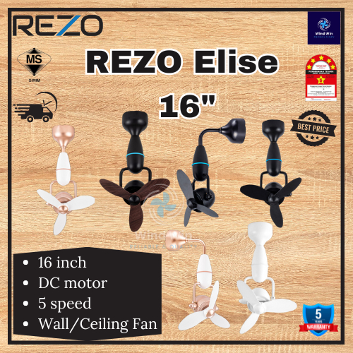 REZO ELISE 16" DC MOTOR CEILING/CORNER FAN WITH REMOTE CONTROL. (READY ...