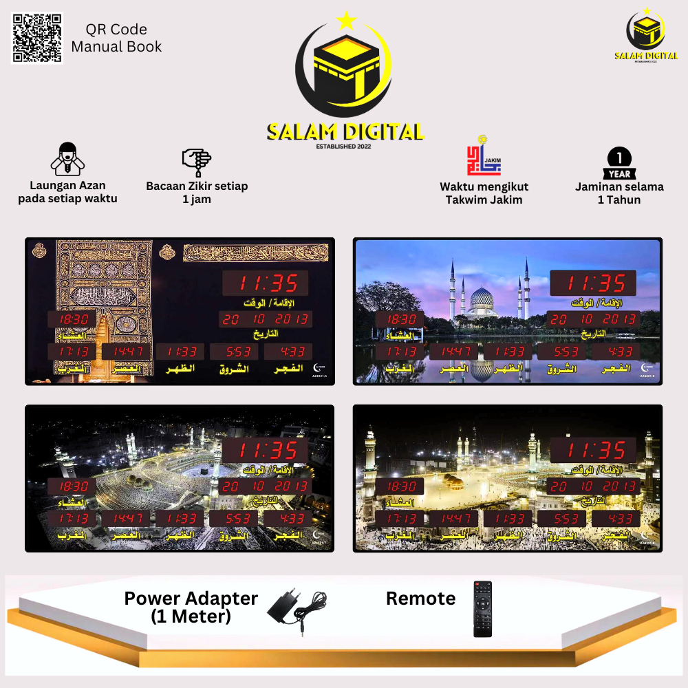 (MODEL 2025) Jam Azan Digital / Jam Waktu Solat Digital / Jam Solat ...