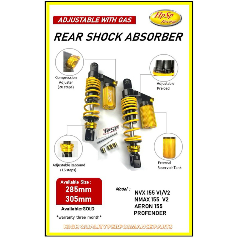 REAR SHOCK ABSORBER NVX155 V1 V2 NMAX V2 AERON 155 PROFENDER HPSP ...