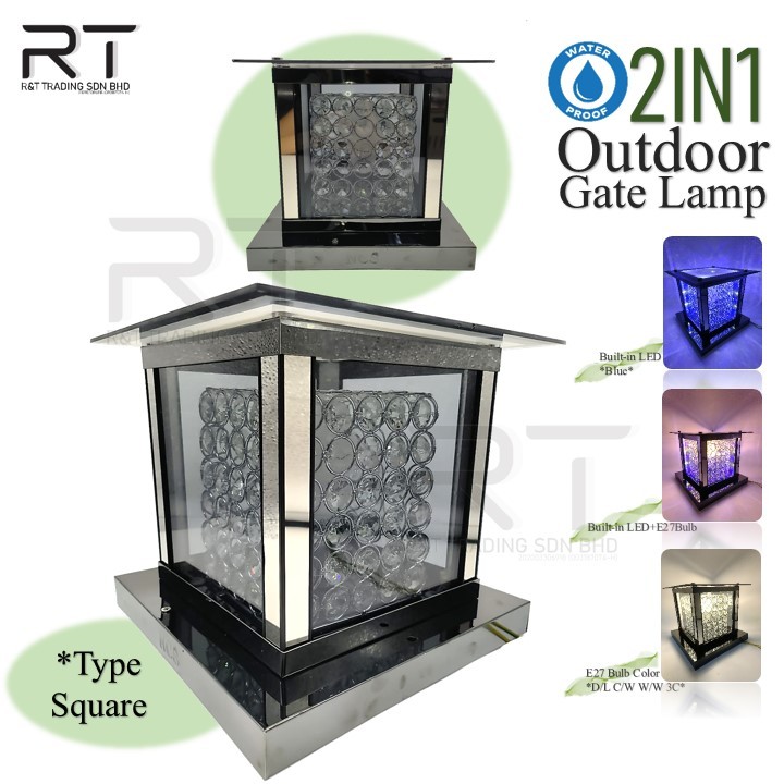 Square Ball Type NON-RUST 2in1 Aluminum Outdoor Gate Lamp Gate Light ...