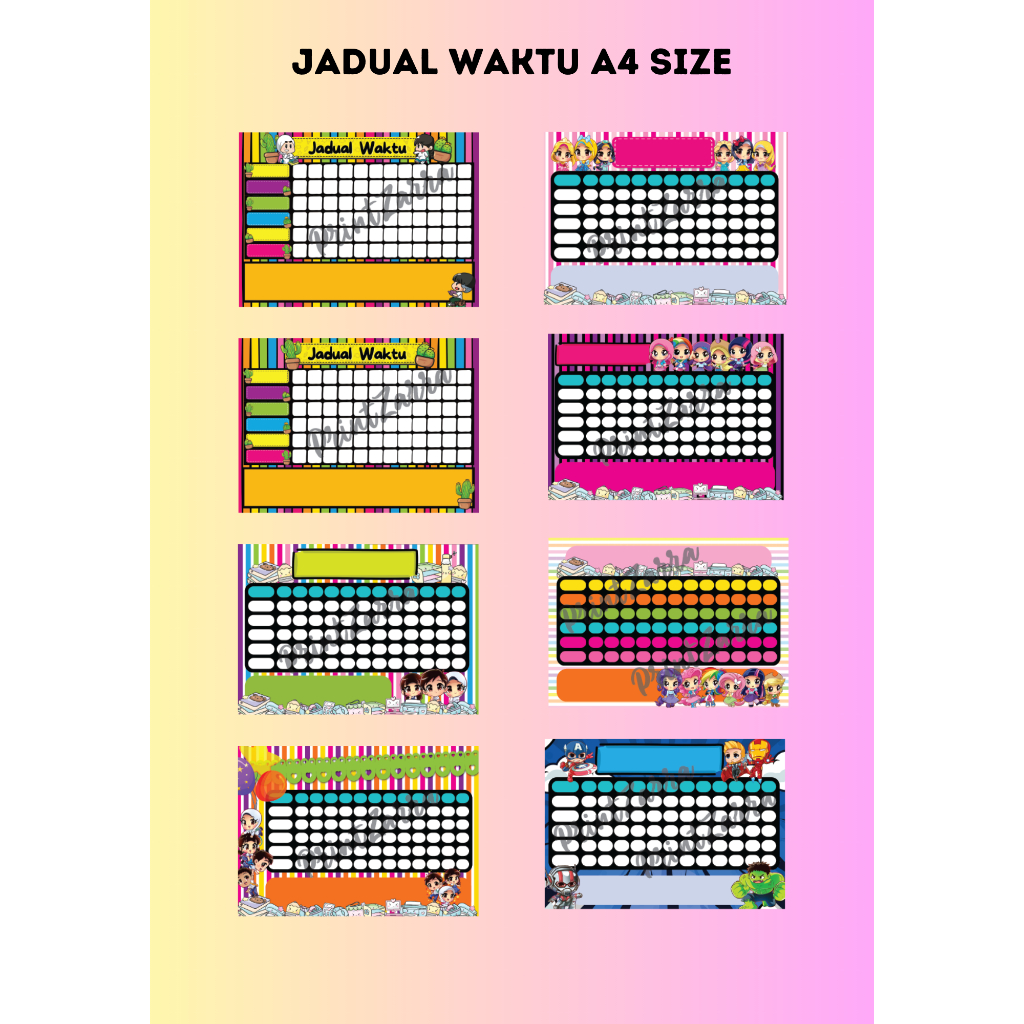 Jadual Waktu Kelas Size BOLEH UBAH A4 / Custom NAMA/HARI | Shopee Malaysia