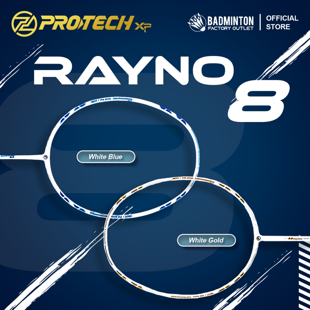 PROTECH Rayno 8 (White Blue / White Gold) Badminton Racket - 4UG2 Max ...