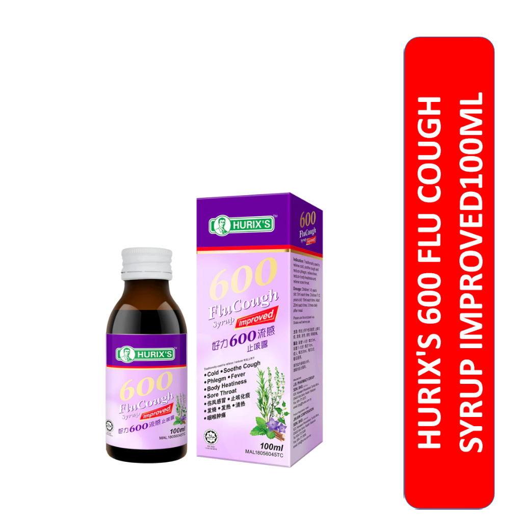 HURIX'S 600 FLU COUGH SYRUP IMPROVED 100ML EXP : 03/2027 | Shopee Malaysia