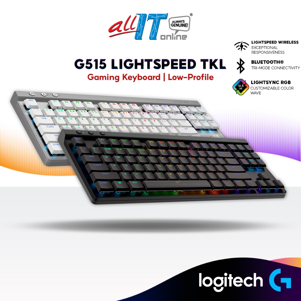 Logitech G515 LIGHTSPEED TKL Low Profile Wireless Gaming Keyboard ...