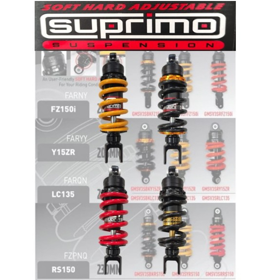 SUPRIMO MONOSHOCK ABSORBER VERSION 3 265MM FZ150 V1-V3 YZF-R15 R15 MT15 ...