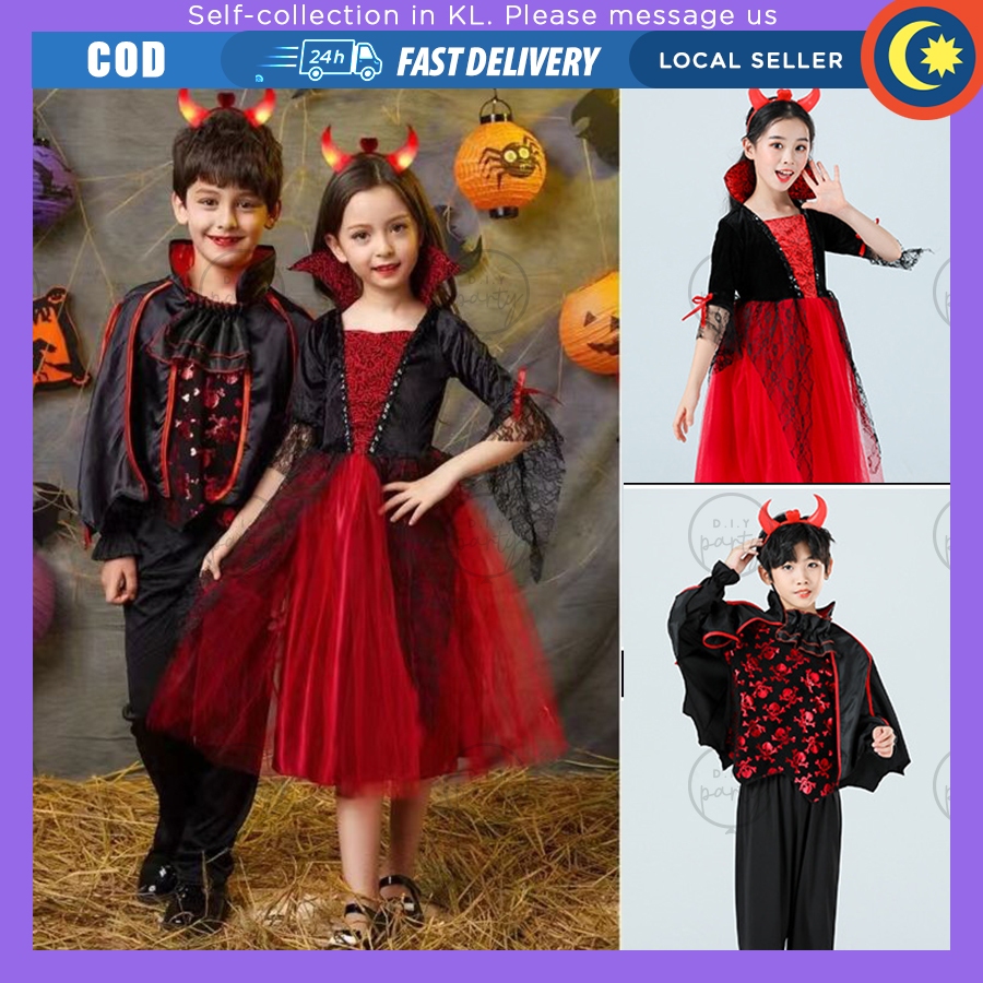 Dracula Vampire Gothic Dress Suit Costume Halloween Boy Girl Teenager ...