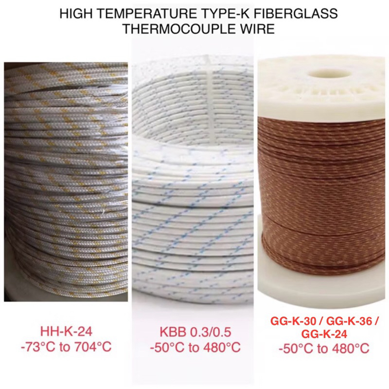 K-Type High Temperature Coated Fiberglass Thermocouple Extension Wire ...