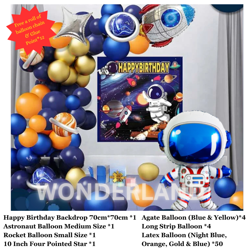 Nasa Astronaut Rocket Galaxy Balloon Set Kids Birthday Balloon Party ...