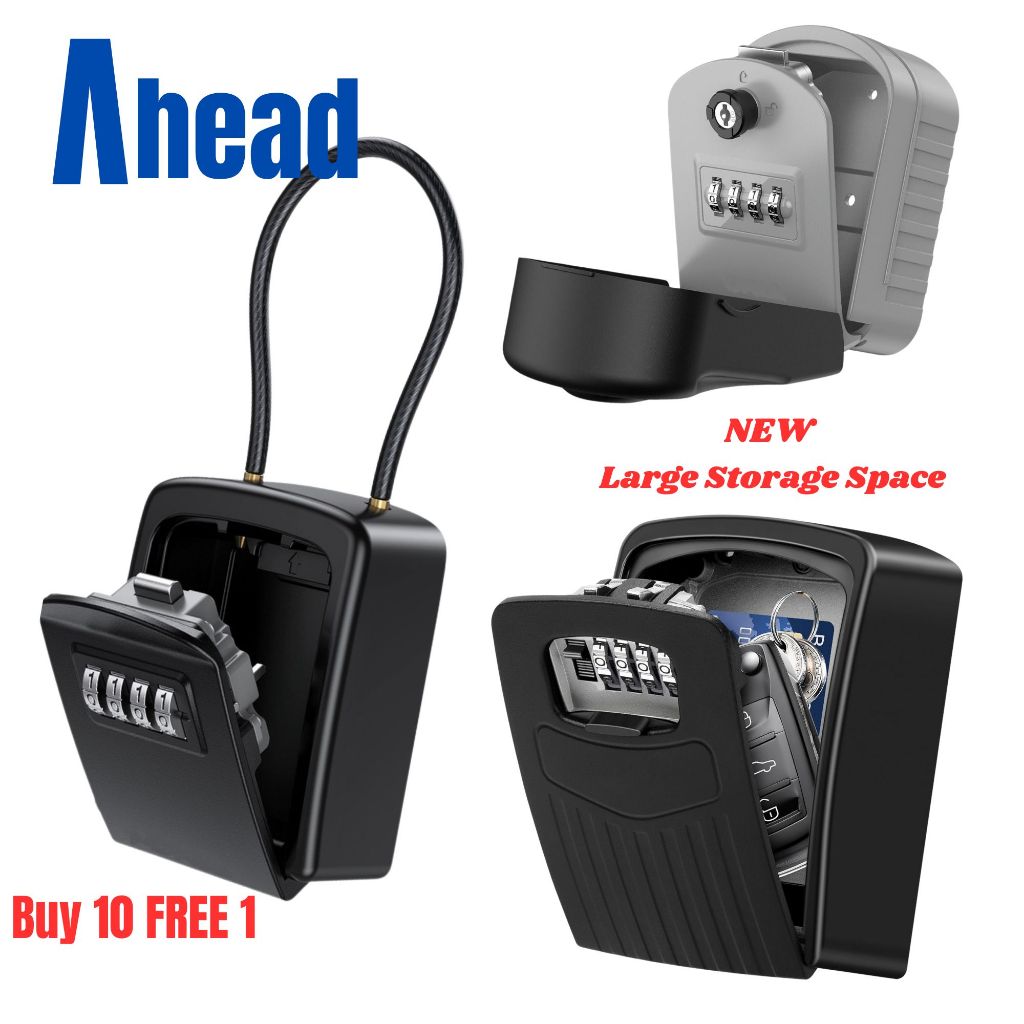 Ahead Large Capacity 4-Digit Key Storage Lock Box/Resettable Code ...