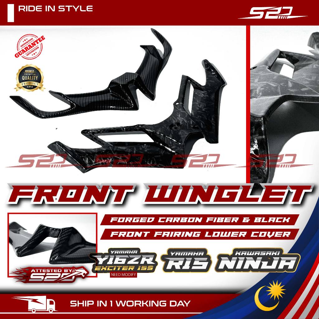 Front Winglet Y16ZR R15 KAWASAKI NINJA 250 300 Forged Carbon Fiber ...