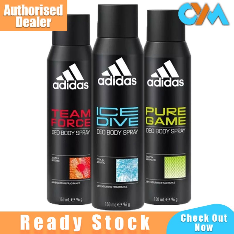 ADIDAS DEO BODY SPRAY 150ML 3 Fresh Endurance Team Force Ice Dive Pure ...