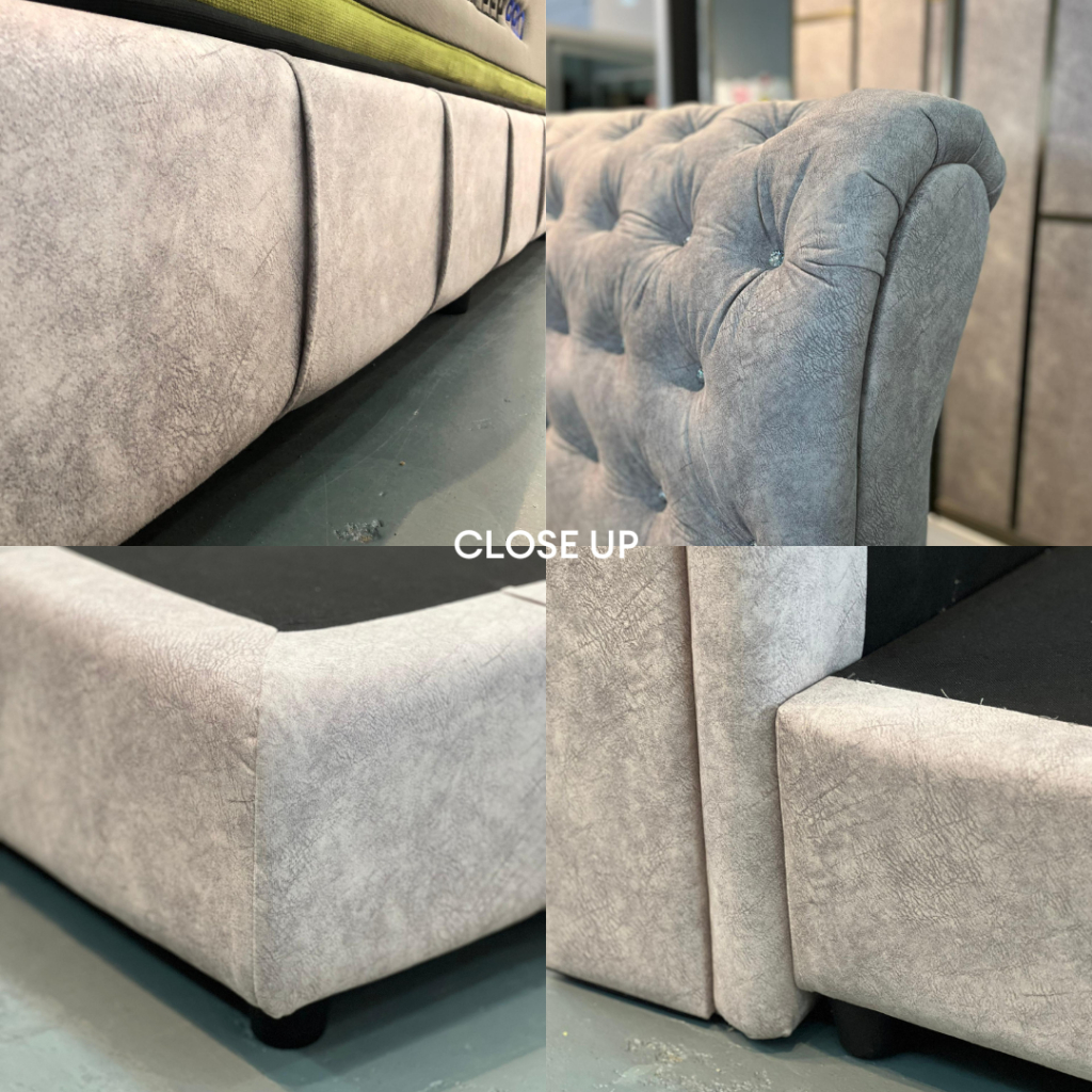 🔥 Free Install 🔥 Comfort Space - Ivory White Grey Velvet Bedframe ...