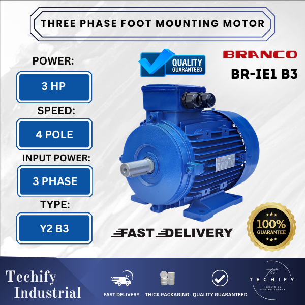 3HP(2.2KW) 4POLE Three Phase BRANCO Motor BR-IE1 B3 Foot Mounting Motor ...