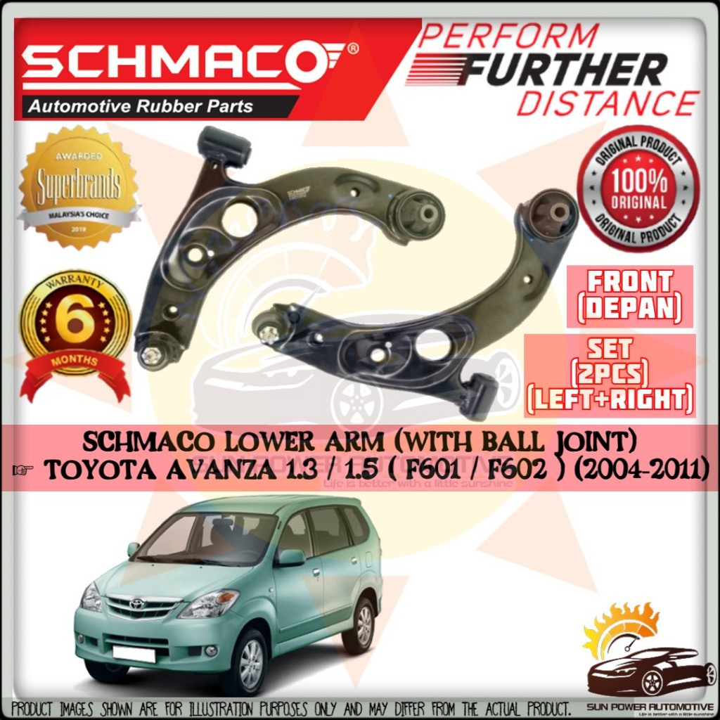 Toyota Avanza F601 / F602 1.3 / 1.5 (2004-2011) SCHMACO LOWER ARM SET ...