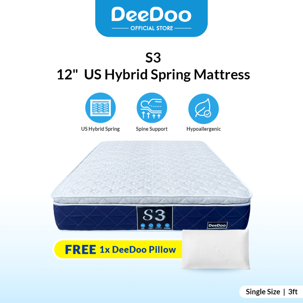 DeeDoo S3 US Hybrid Spring Mattress (12") | Shopee Malaysia
