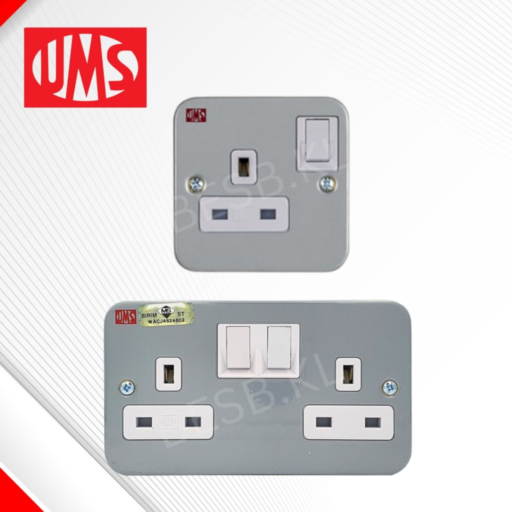 UMS 1213M 2213M 1 Gang 2 Gang 13A Metal Clad Switched Sockets | Shopee ...