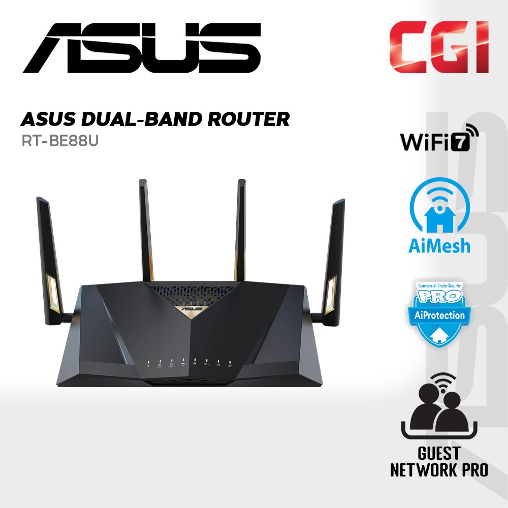 Asus RT-BE88U Dual Band 7 7.2 Gbps 34G Dual 10G SFP+ AiMesh Extendable ...