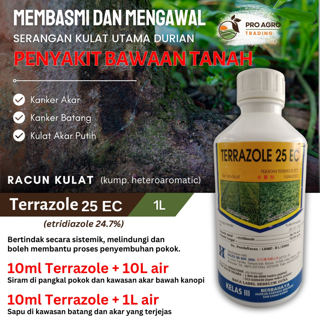 Halex TERRAZOLE 25EC Etridiazole (1L) - Racun Kulat Bawaan Tanah ...