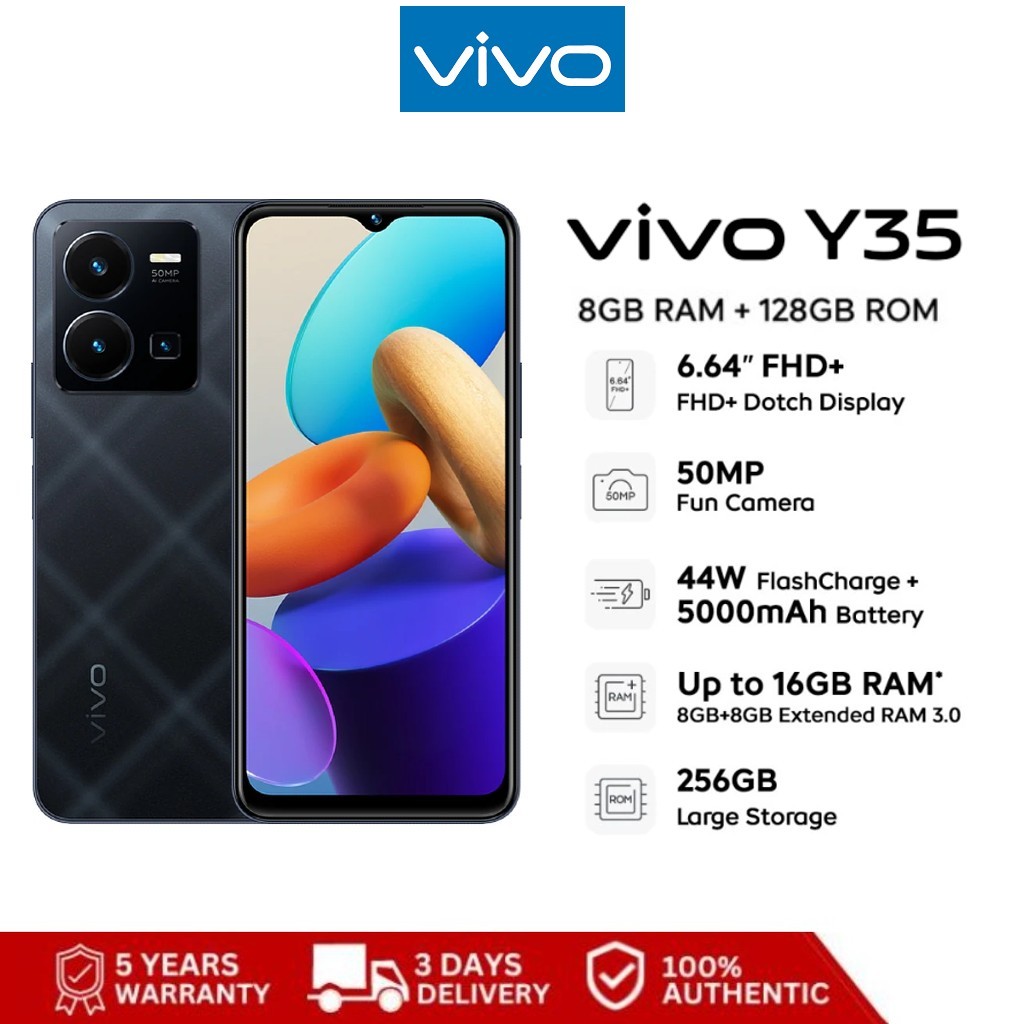 VIVO Y35 5G 8GB RAM +128GB ROM Smartphone 44W FlashCharge + 5000 mAh ...