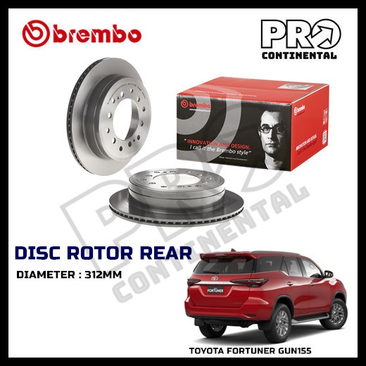 GENUINE BREMBO TOYOTA FORTUNER 2.4/2.7 GUN155 TGN156 REAR DISC ROTOR [1 ...