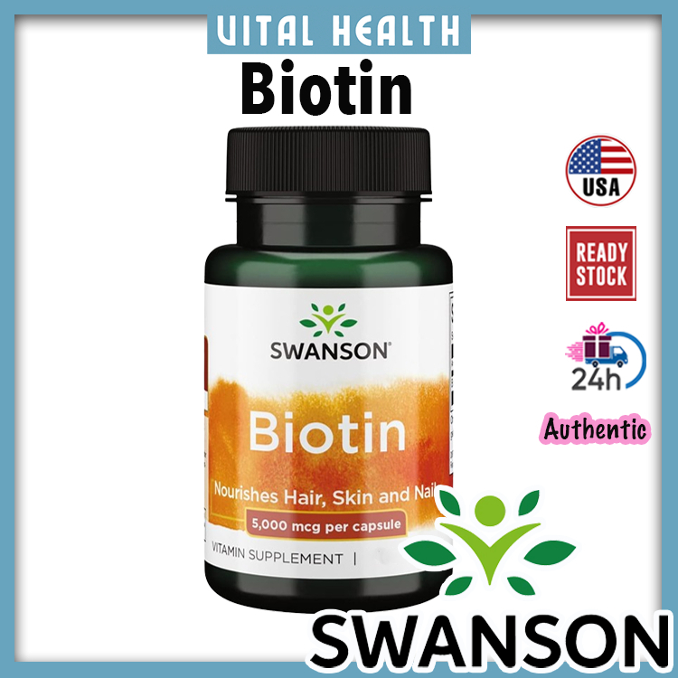 Swanson Biotin, 5000mcg capsules/10000mcg softgels Helps nourish hair ...