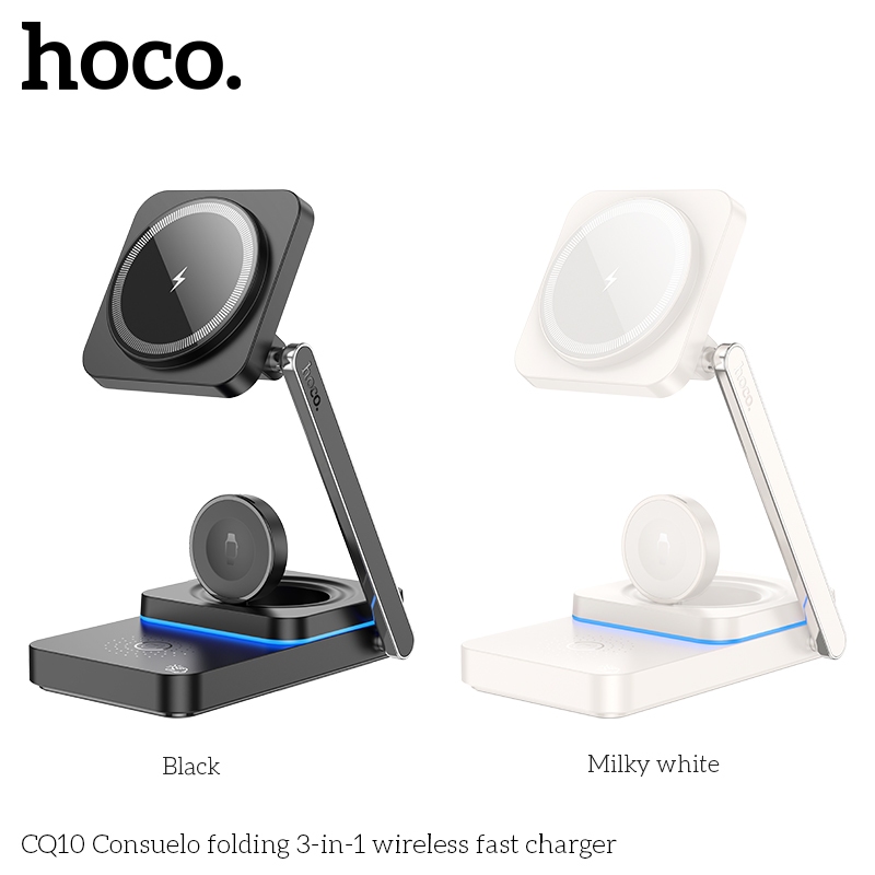 hoco CQ10 Consuelo folding 3-in-1 wireless fast charger | Shopee Malaysia