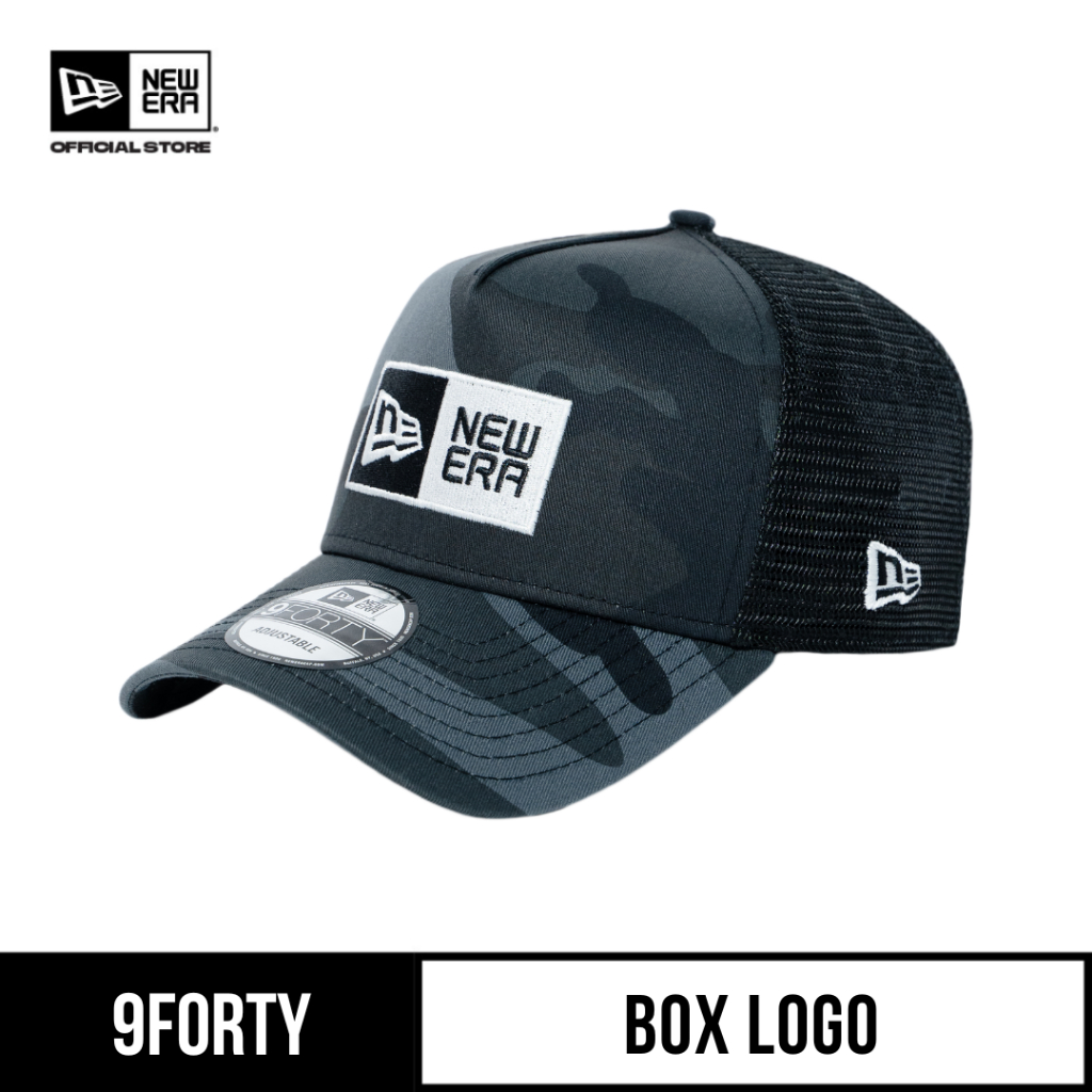 New Era 9FORTY A-Frame Trucker Box Logo Midnight Camo Snapback Cap ...
