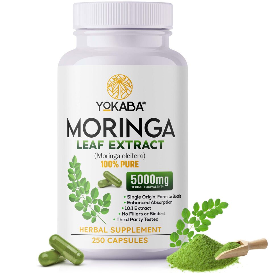 (USA) Organic Moringa Oleifera Leaf Powder 100% Pure Extract 5000mg 250 ...